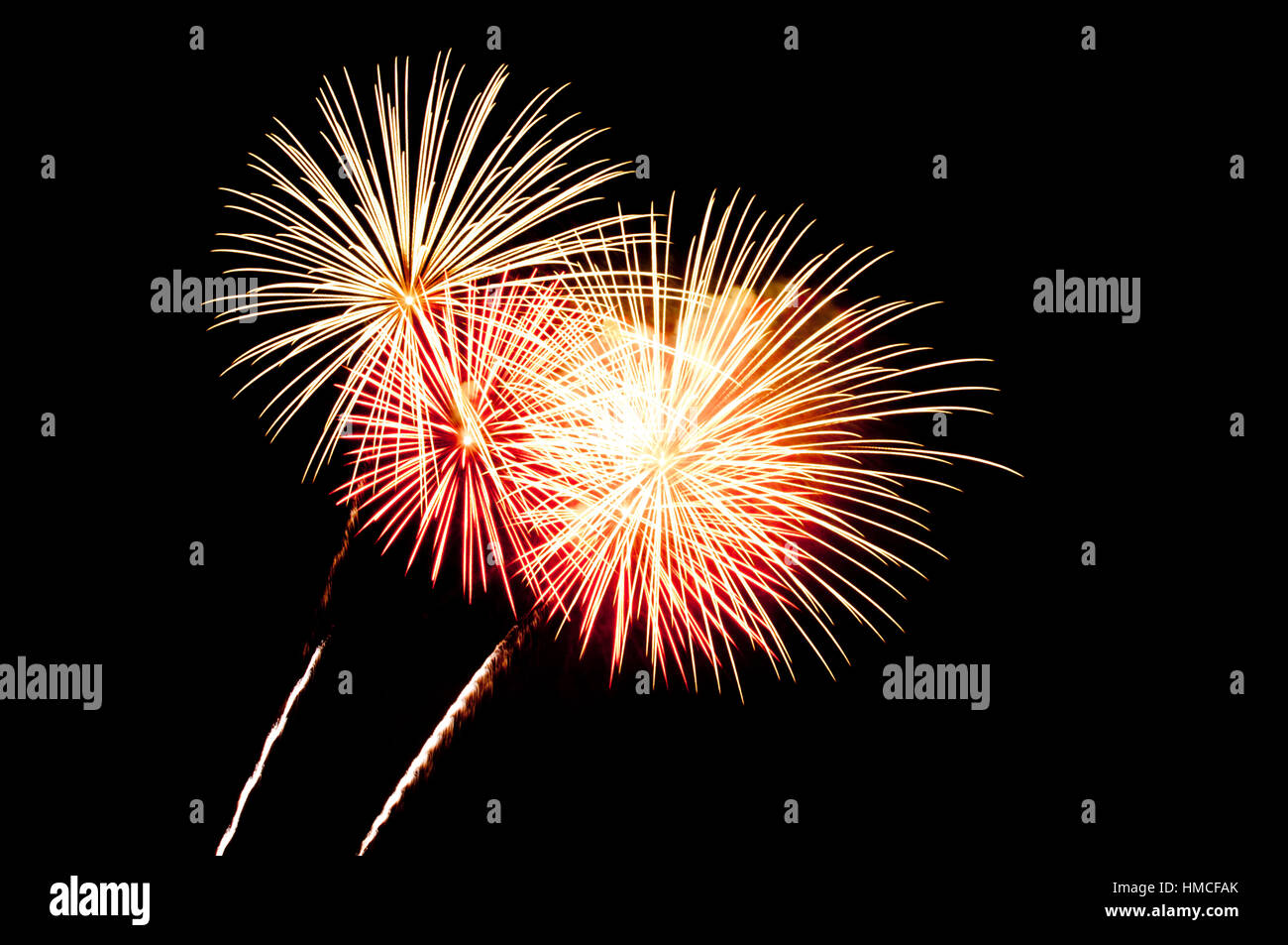 Fireworks explode in the night sky during a celebration Stock Photo - Alamy