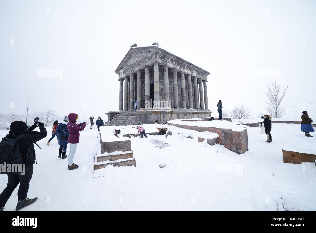 Temple of Garni architecrure in Winter, Armenia Stock Photo - Alamy