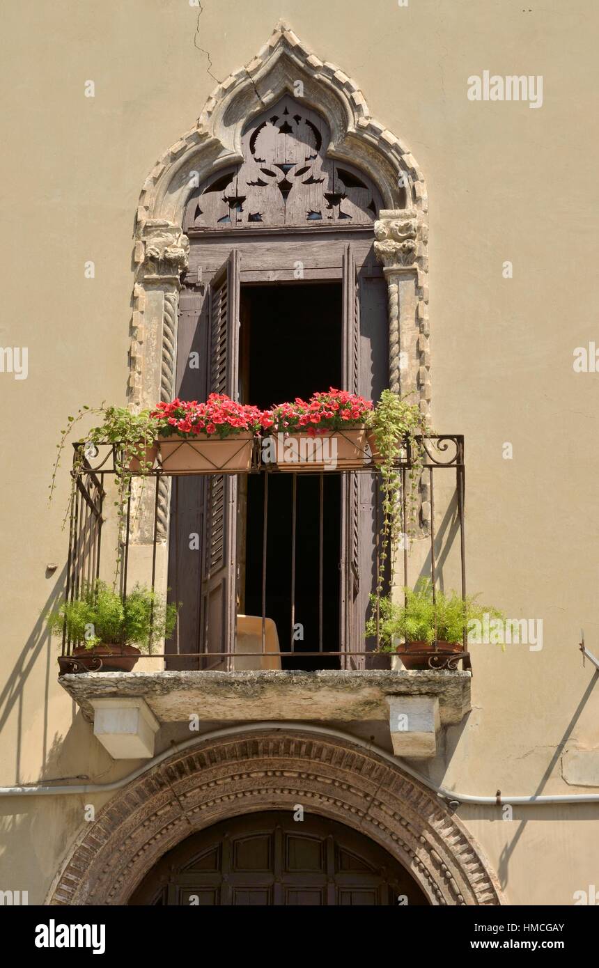 Architectural detail on balcony of a building in Verona, Italy Stock ...