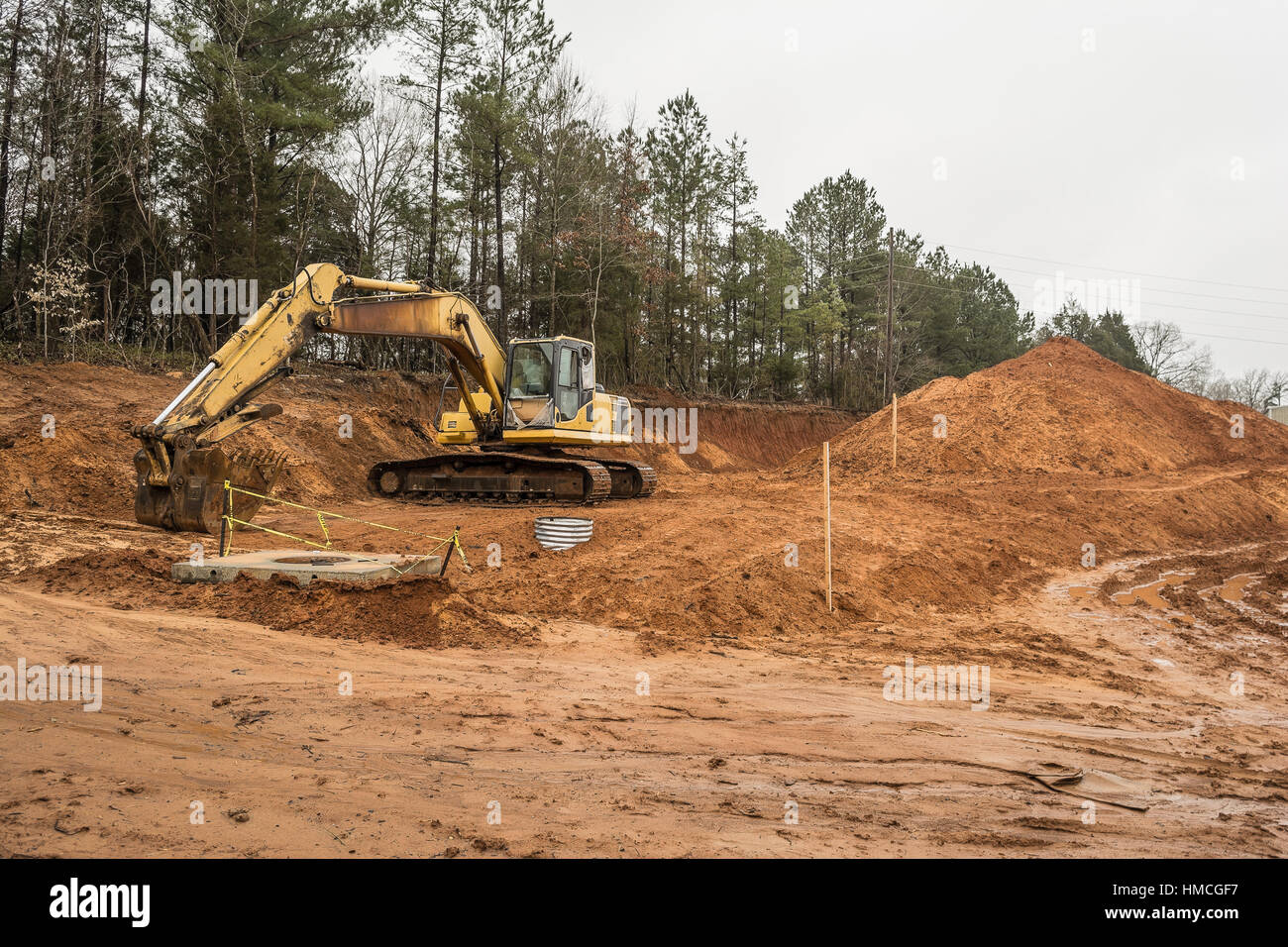 A construction site where work has been rained out Stock Photo - Alamy