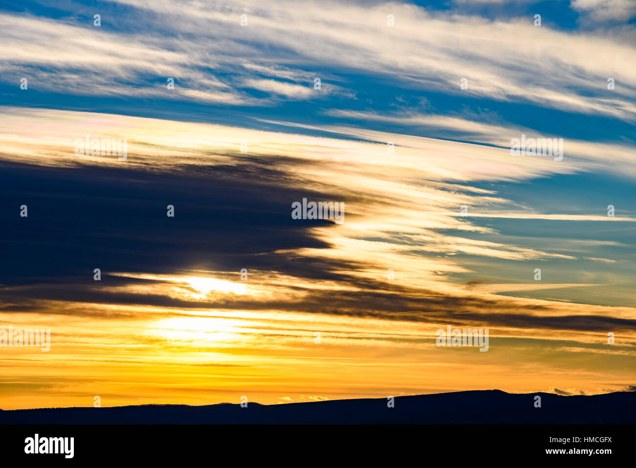 Beautiful Orange And Blue Summer Sunset Sky Stock Photo - Alamy