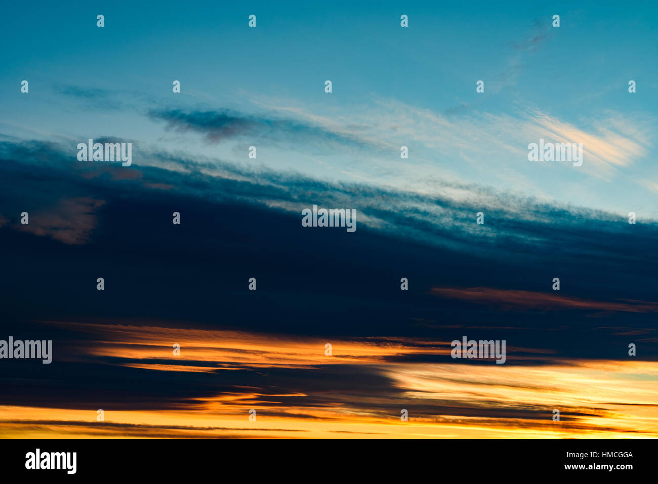 Beautiful Orange And Blue Summer Sunset Sky Stock Photo - Alamy