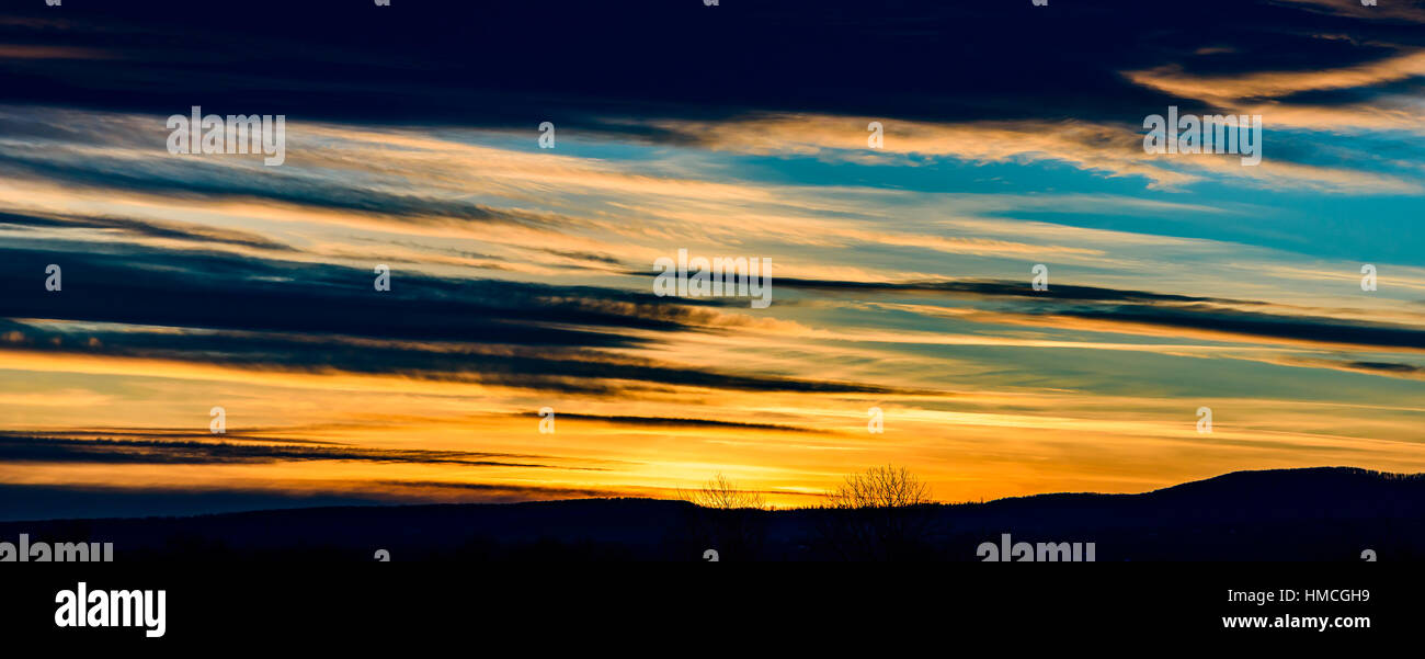 Beautiful Orange And Blue Summer Sunset Sky Stock Photo - Alamy