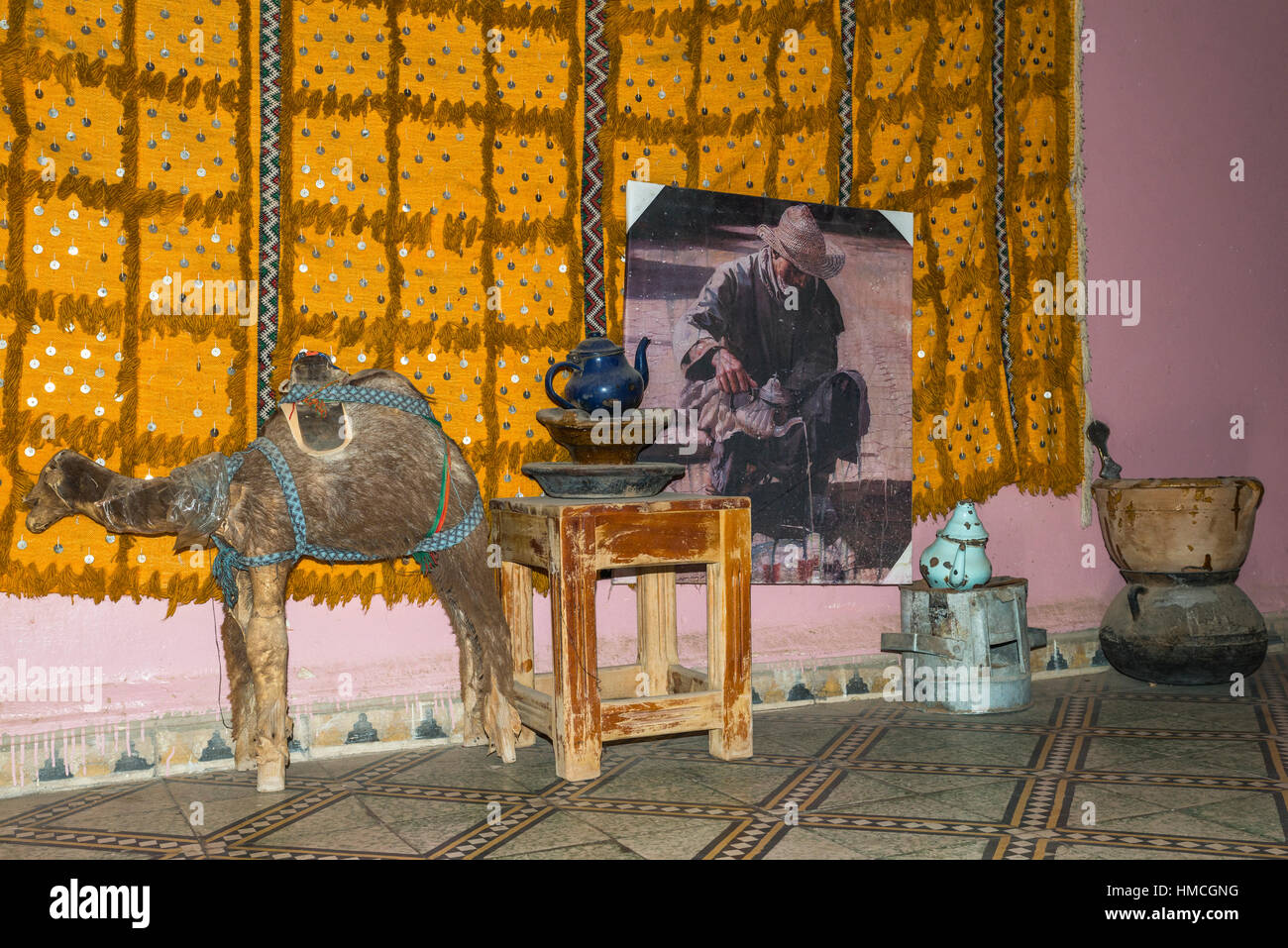 Camel sculpture inside a restaurant in Alnif - town in Tinghir Province ...