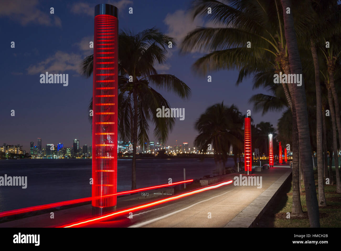 TURTLE LIGHT TOWERS SOUTH POINTE PARK GOVERNMENT CUT CHANNEL MIAMI ...