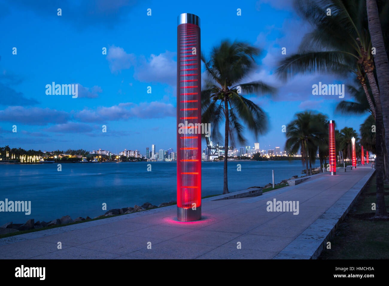 Lights at south pointe park miami beach hi-res stock photography and ...