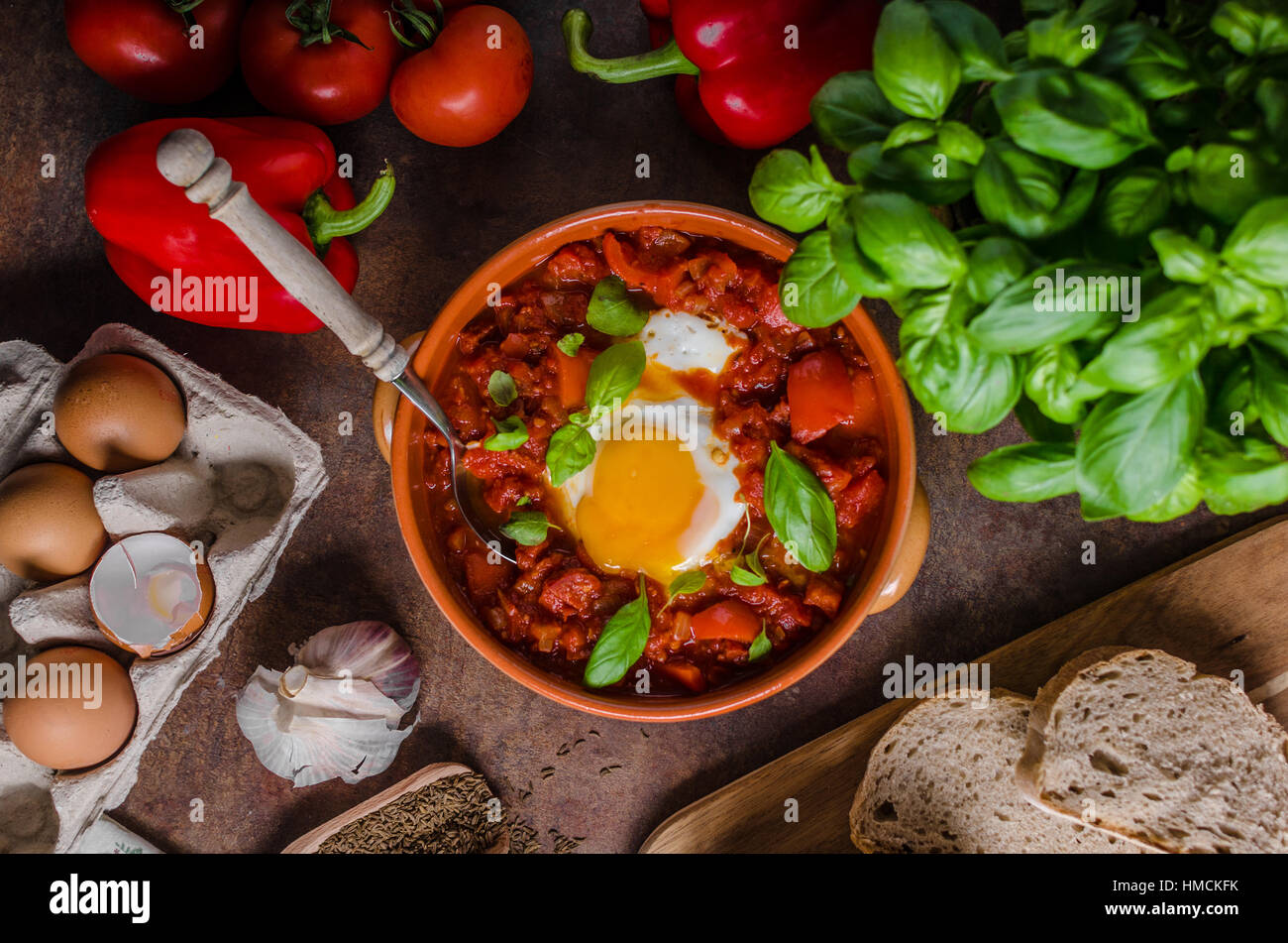 Shakshuka simple and delicious, cheap but very tasty food! Stock Photo ...