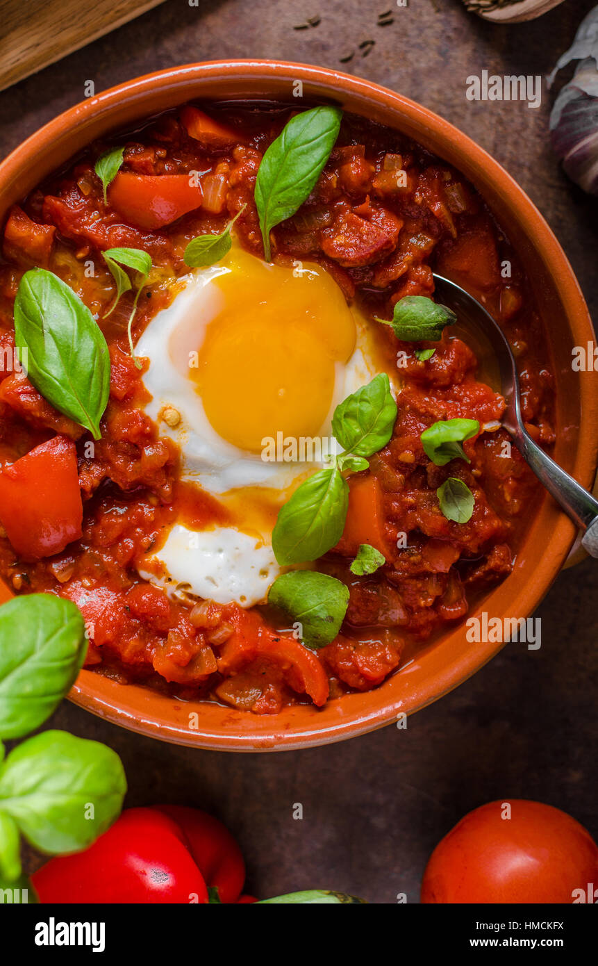 Shakshuka simple and delicious, cheap but very tasty food! Stock Photo ...