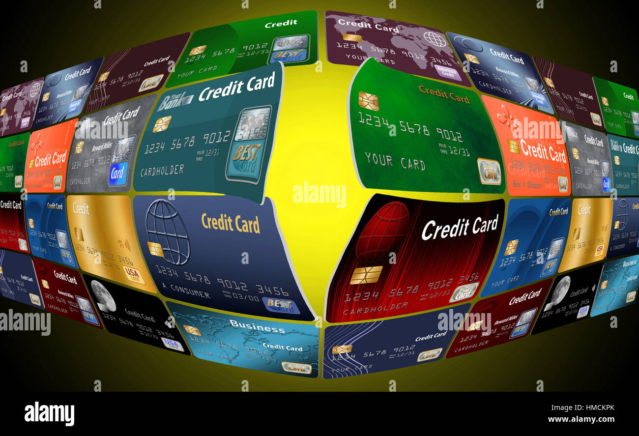 A wall of credit cards to be shaped in many ways all isolated on ...