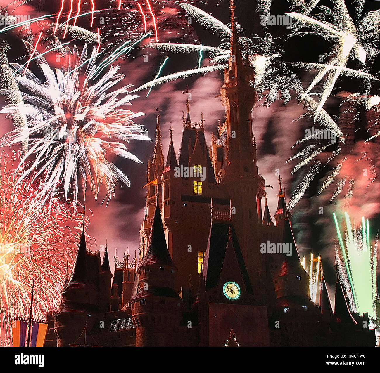 Disney florida castle fireworks hi-res stock photography and images - Alamy