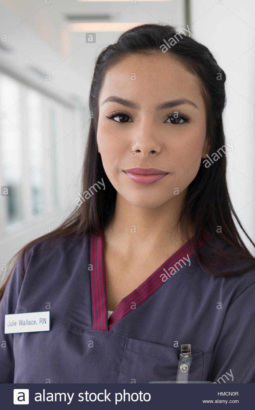 Close up portrait confident female nurse Stock Photo - Alamy