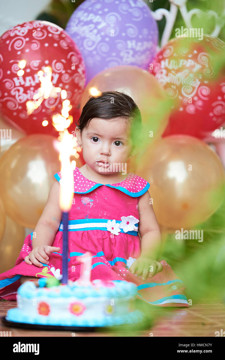 Baby eating birthday cake hi-res stock photography and images - Alamy