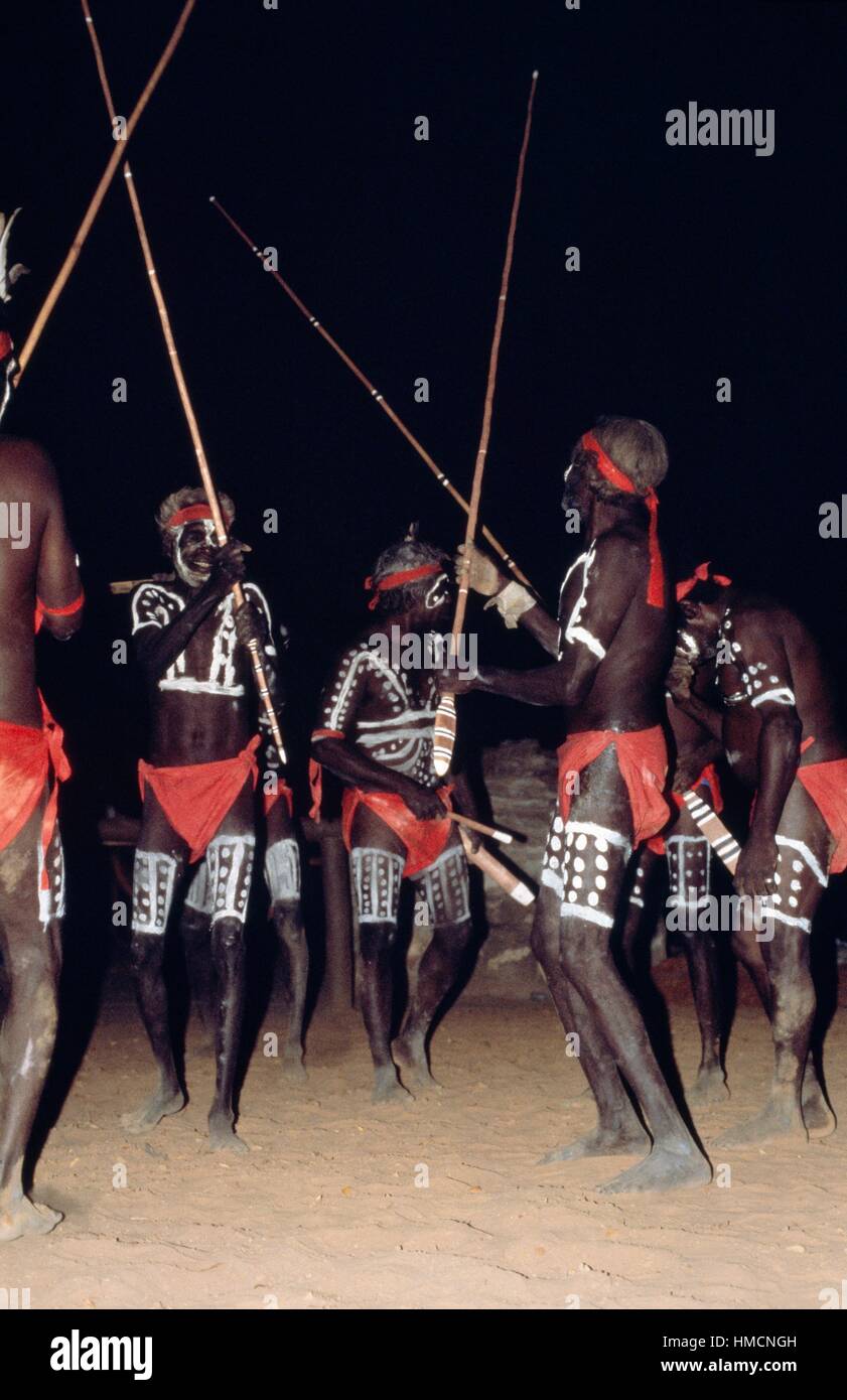 Ceremony with a sacred dance, Djauan tribe, Katherine, Northern ...