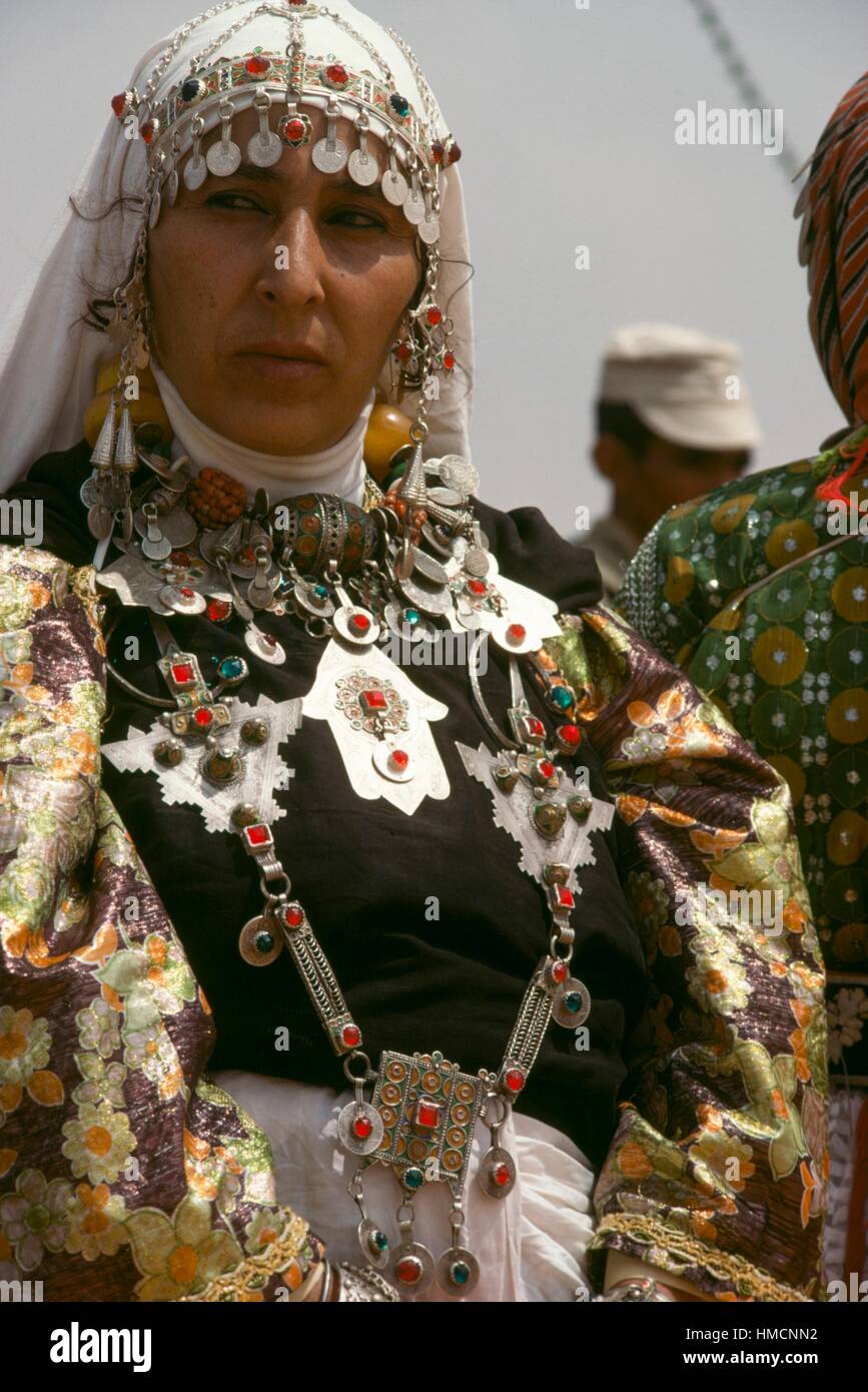 Woman wearing a traditional costume, Tan-Tan province, Morocco Stock ...