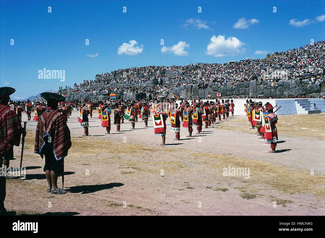 Men wearing traditional costumes during the Feast of the Sun, Inti ...