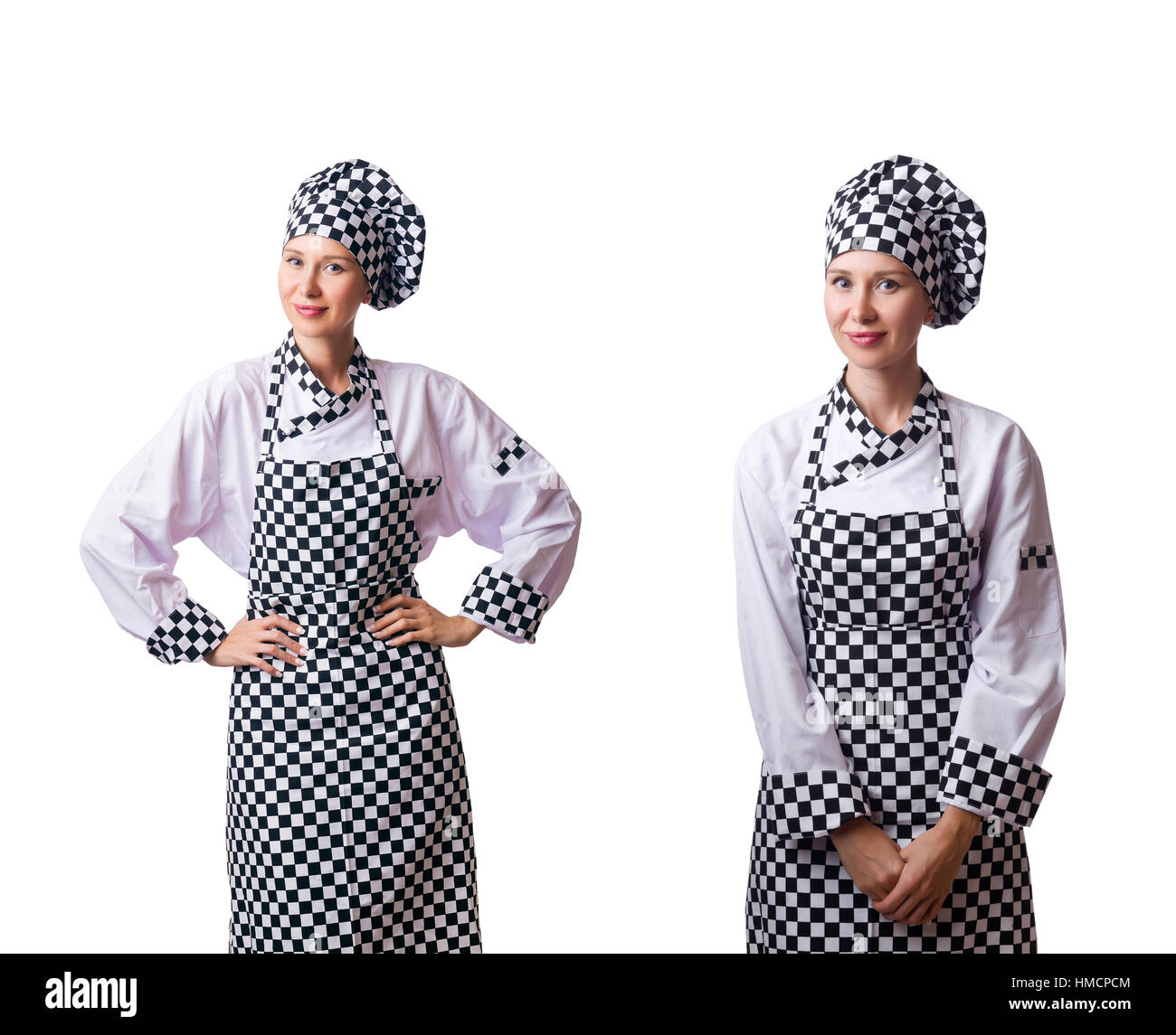 Woman chef in collages on white Stock Photo - Alamy