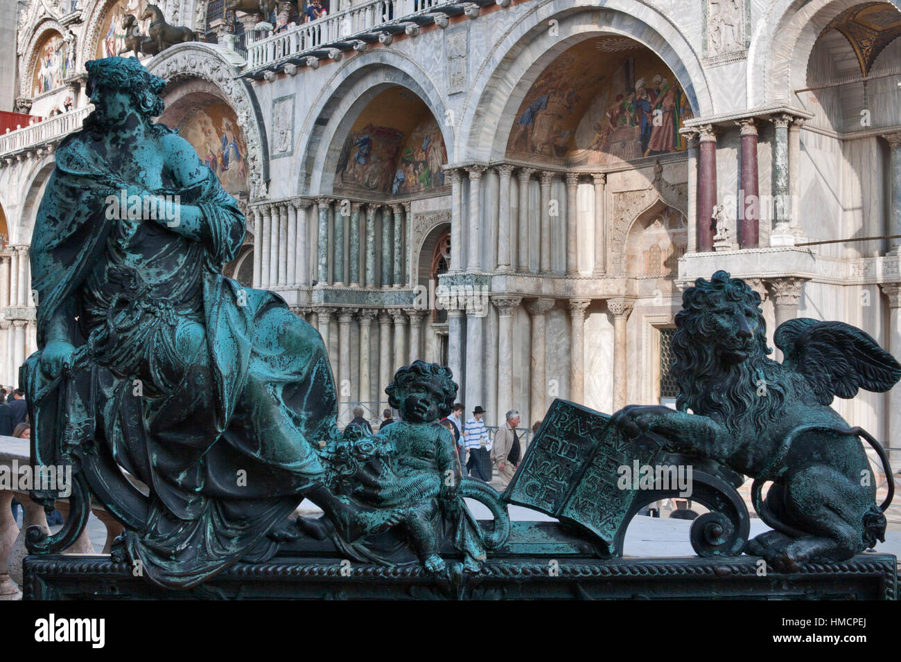 Venice, Italy - October 25, 2008: Sculpture of National Library of St ...