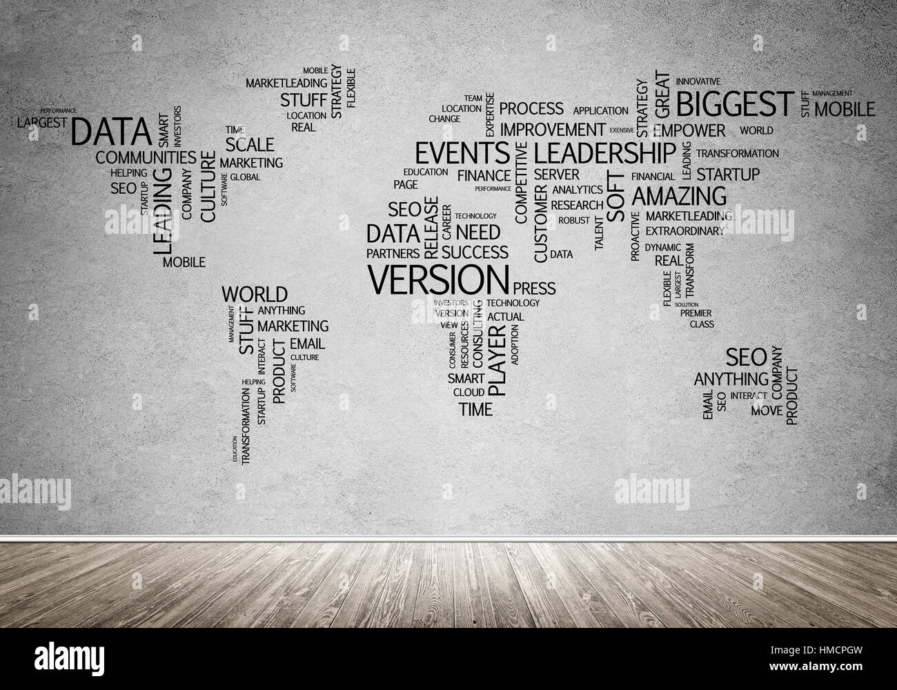 World map in typography Stock Photo - Alamy