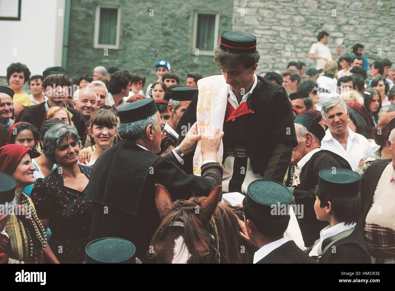 Groom in traditional costume at a wedding in Galicnik, Republic of ...