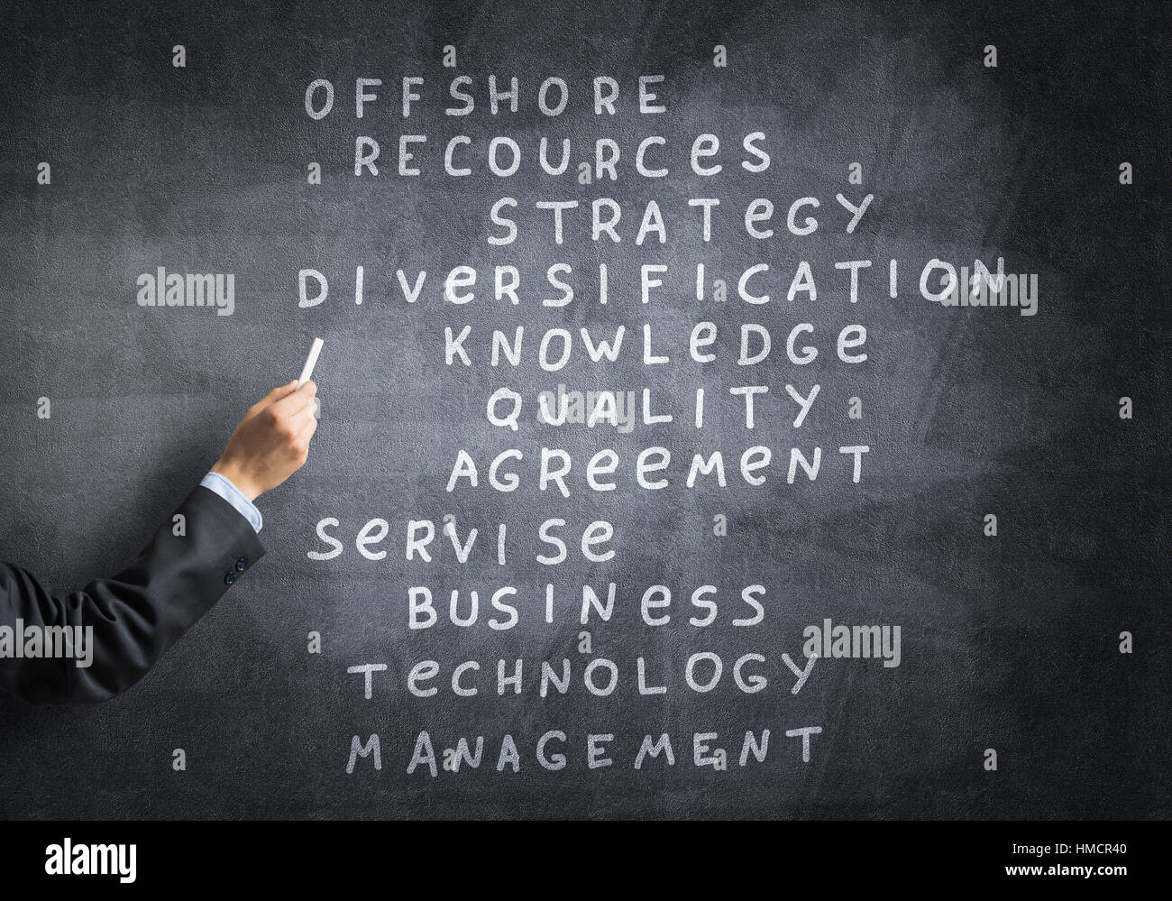 Seminar trainer draw on chalkboard Stock Photo - Alamy