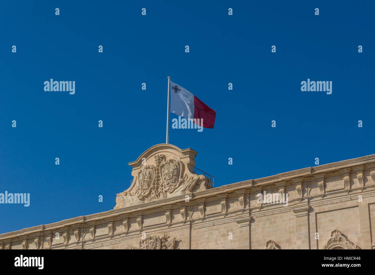 maltese flag over government official building in Valetta Stock Photo ...