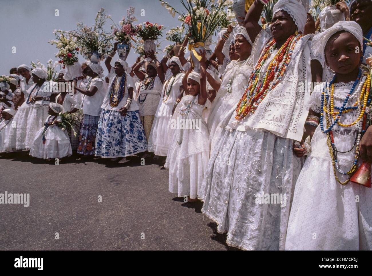 Women wearing traditional costumes invoking the Goddess Yemaja during ...