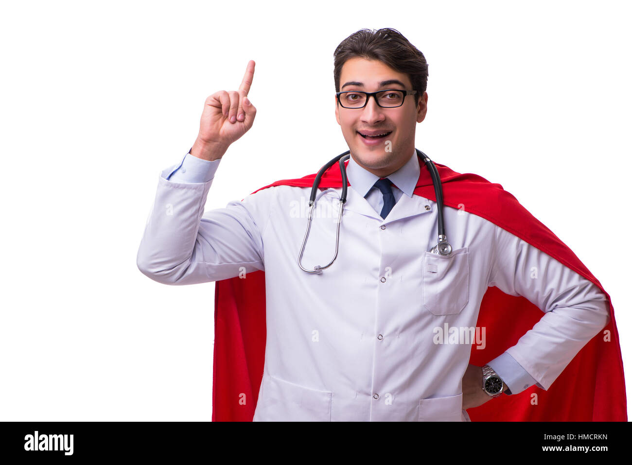 Super hero doctor isolated on white Stock Photo - Alamy
