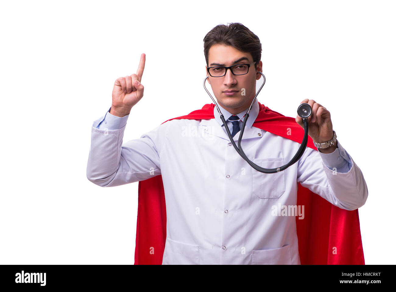 Super hero doctor isolated on white Stock Photo - Alamy
