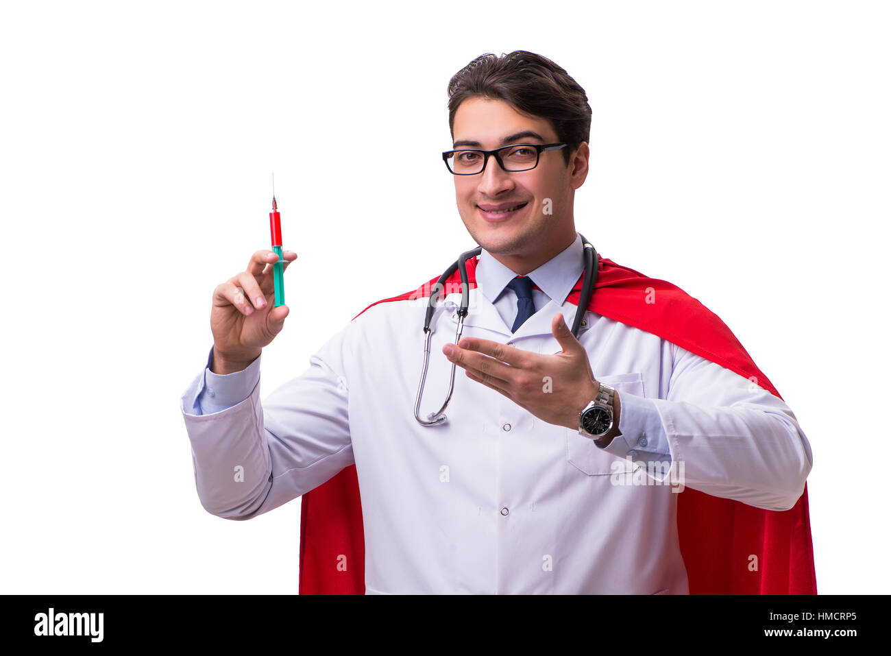 Super hero doctor isolated on white Stock Photo - Alamy