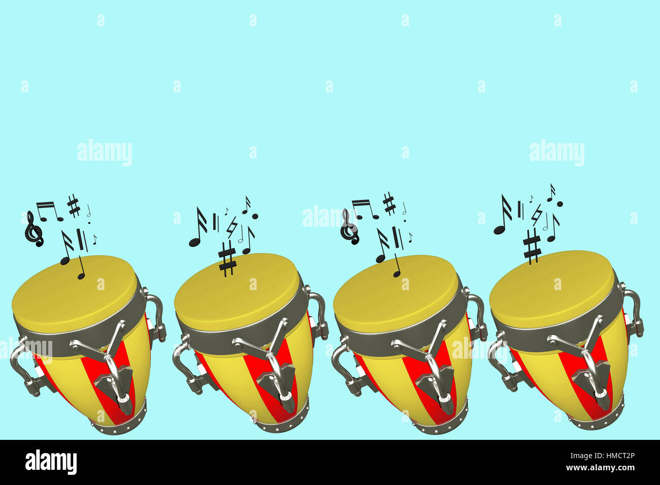 illustration of a poster made of drums and musical notes with isolated ...