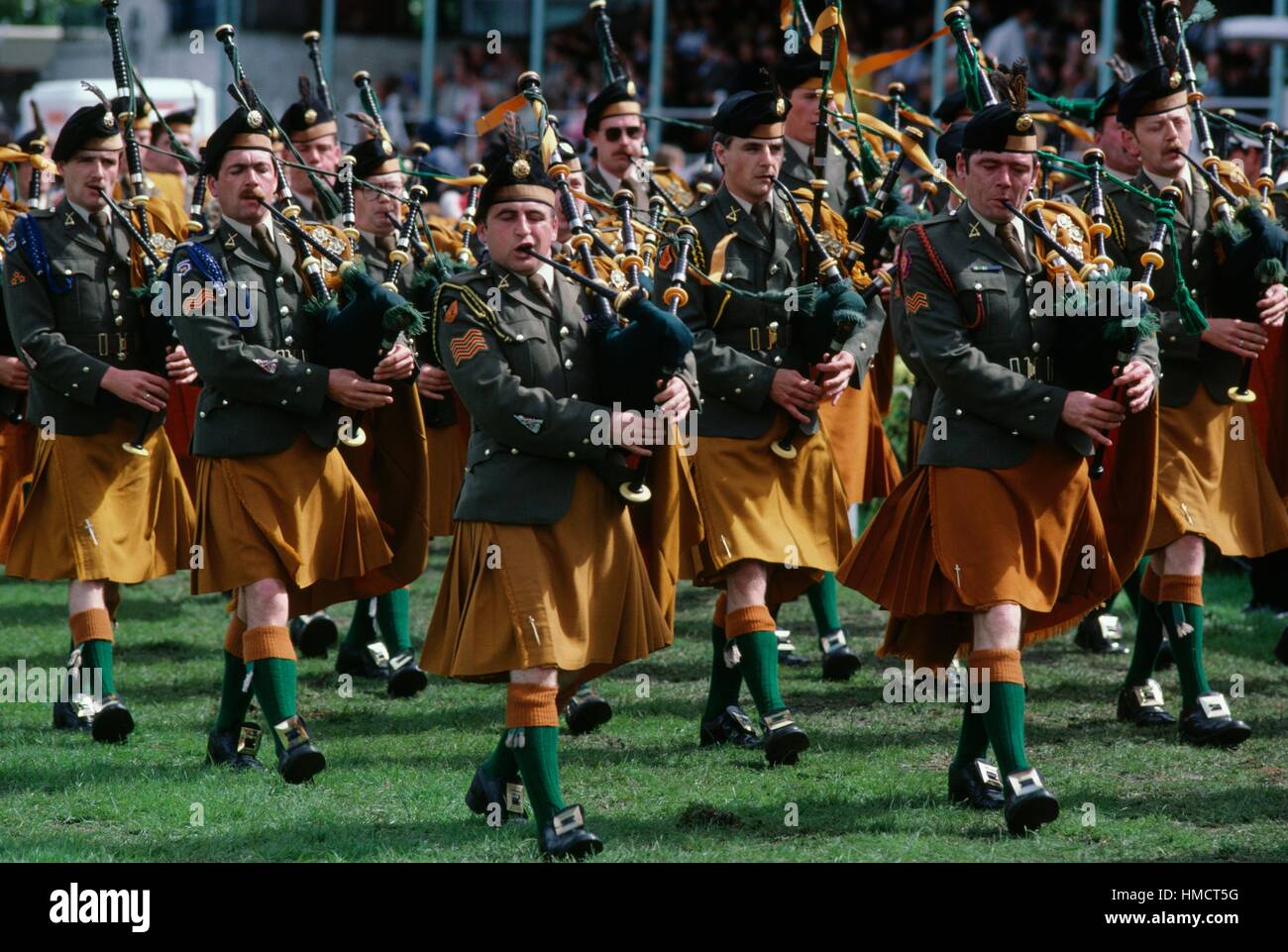Army pipers during the Dublin Horse Show, Aga Khan Trophy, Dublin ...