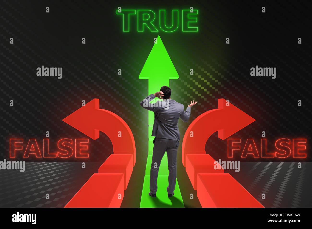 Businessman in difficult choice concept Stock Photo - Alamy