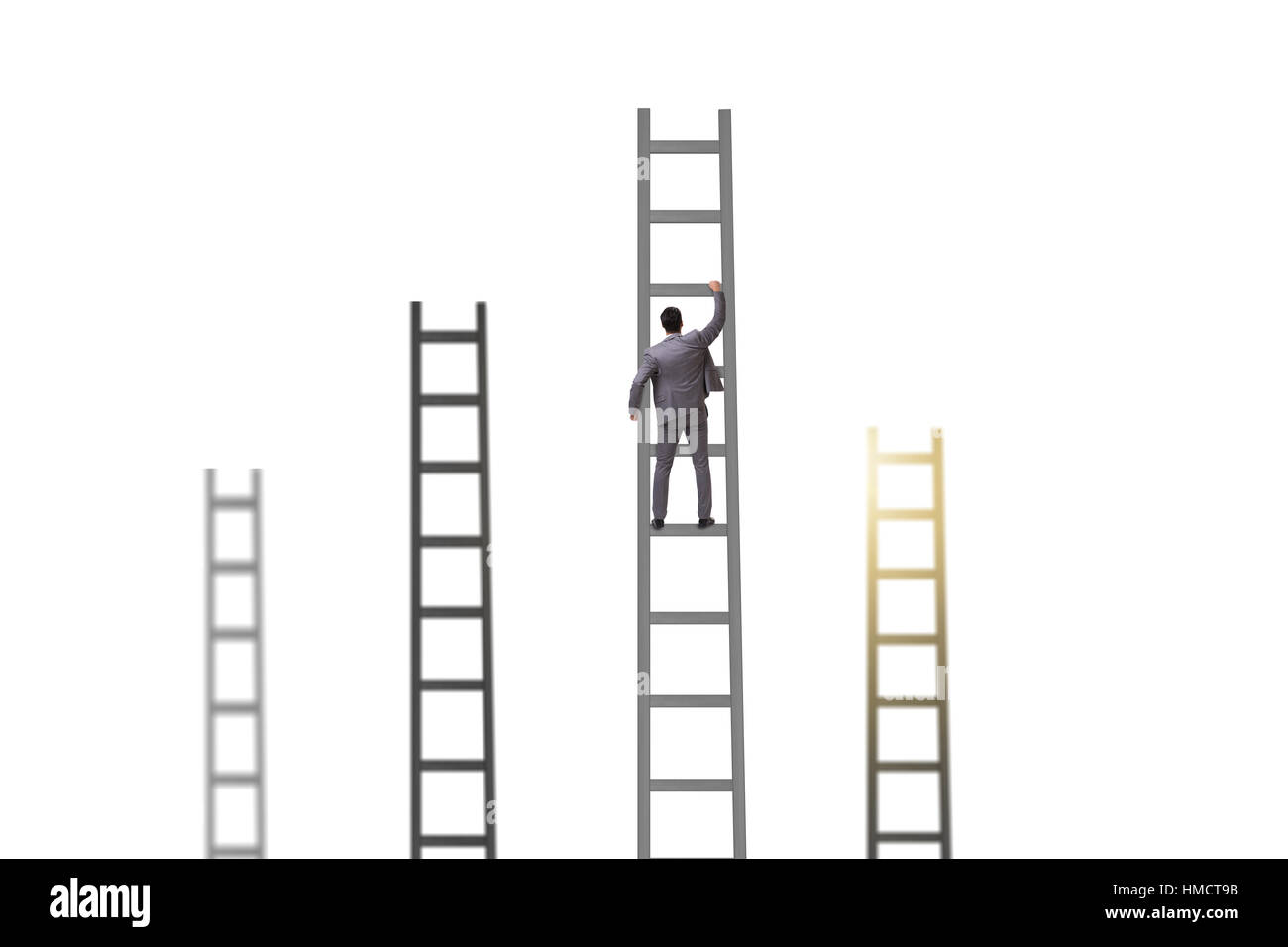 Businessman climbing stairs isolated on white Stock Photo - Alamy