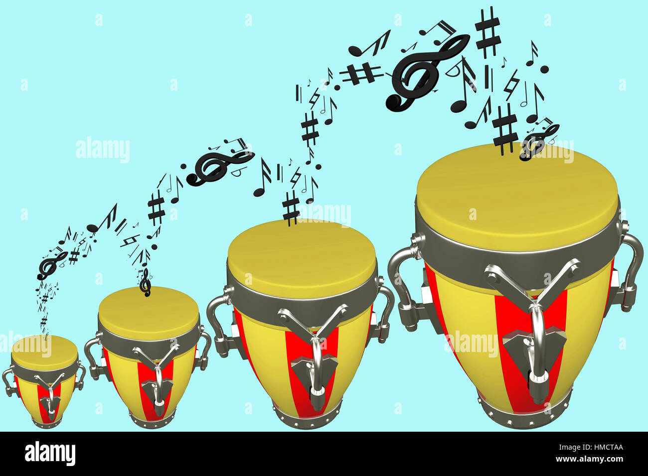 illustration of musical drums in scale from minor to major with black ...