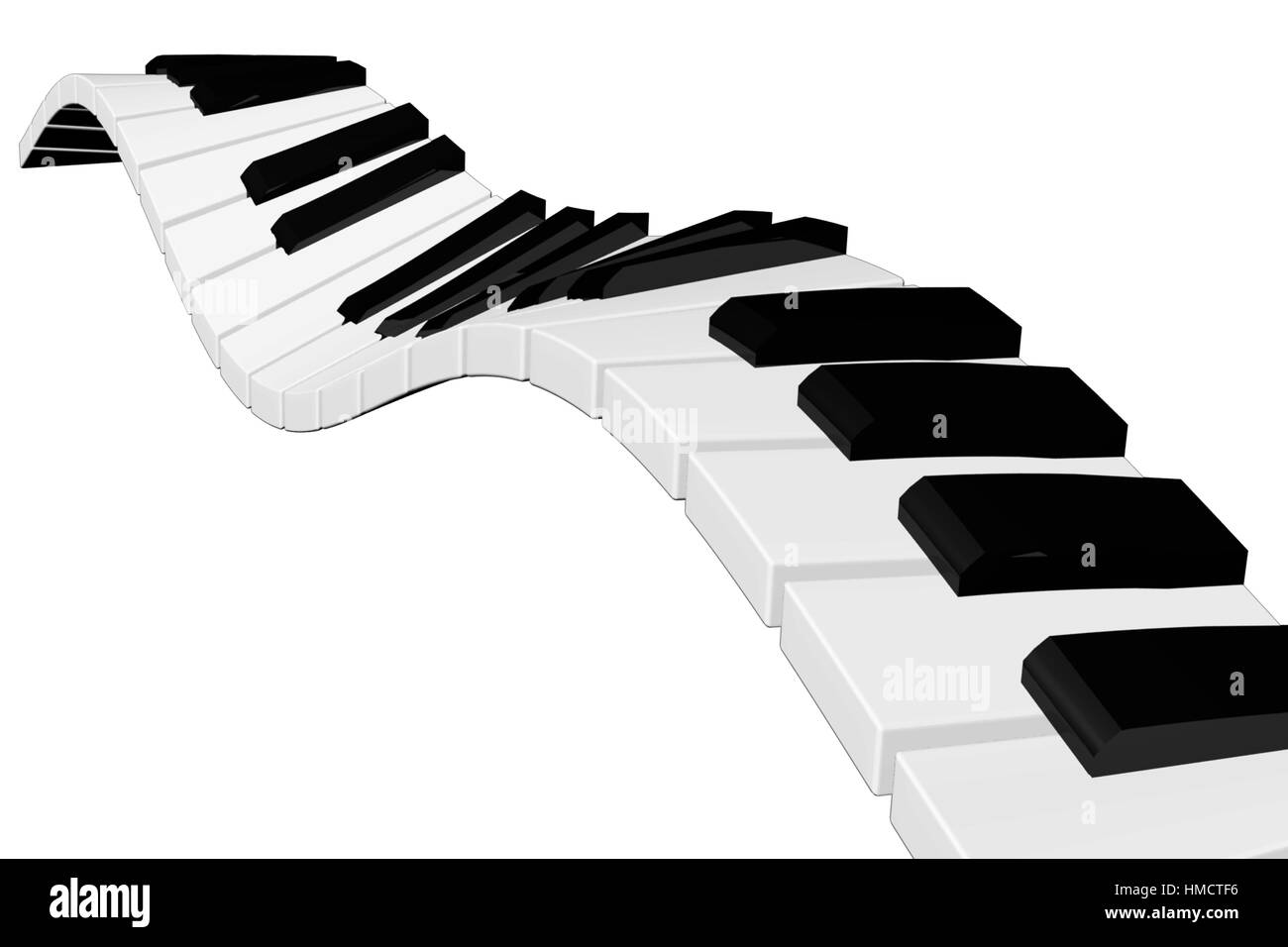 cartoon style wavy musical piano keys illustration with white ...