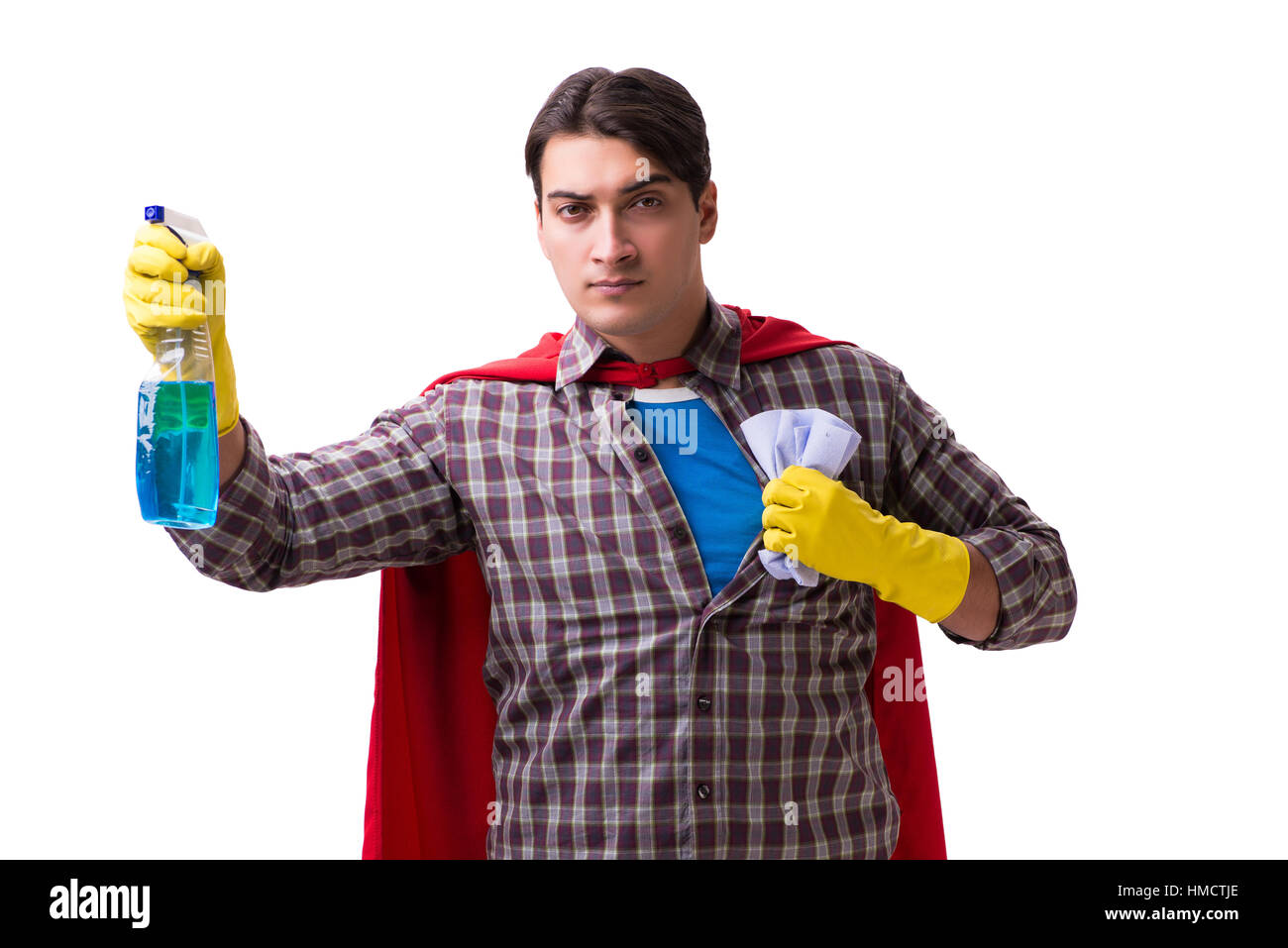 Super hero cleaner isolated on white Stock Photo - Alamy