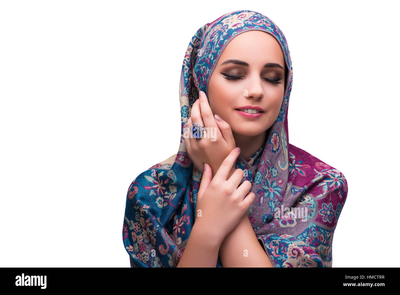 Woman in traditional muslim cover with ring Stock Photo - Alamy