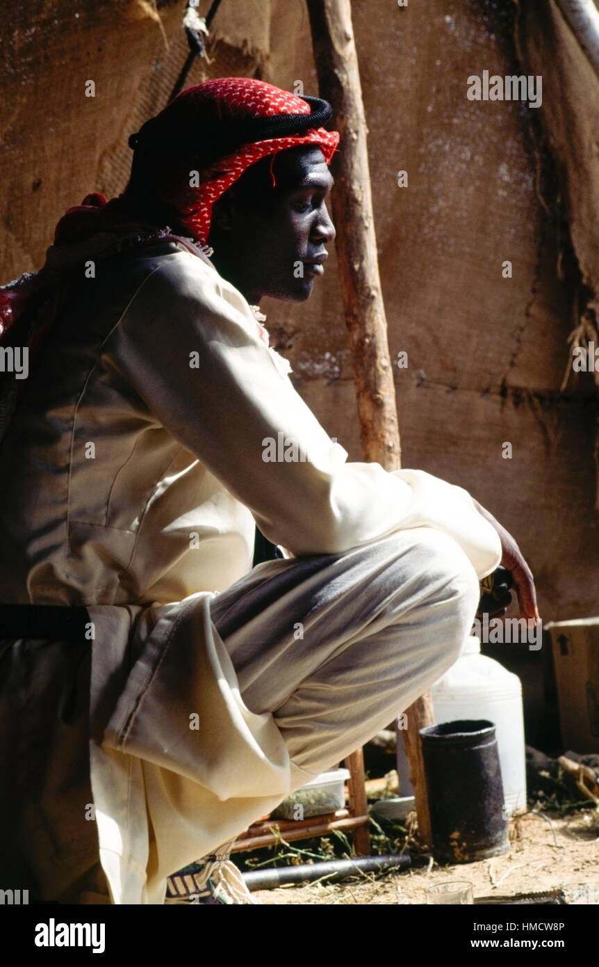 Young nomads wearing traditional clothes, near Be'er Sheva, Israel ...