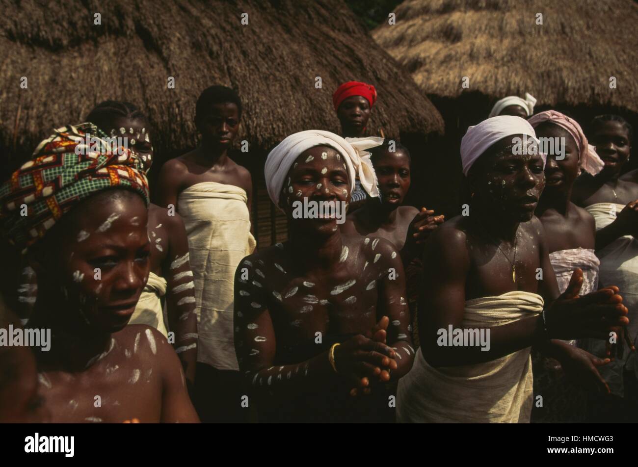 Yacouba women performing a dance in the village of Silacoro on the ...