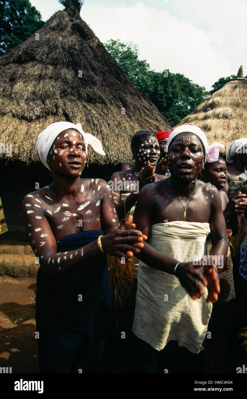 Yacouba women performing a dance in the village of Silacoro on the ...