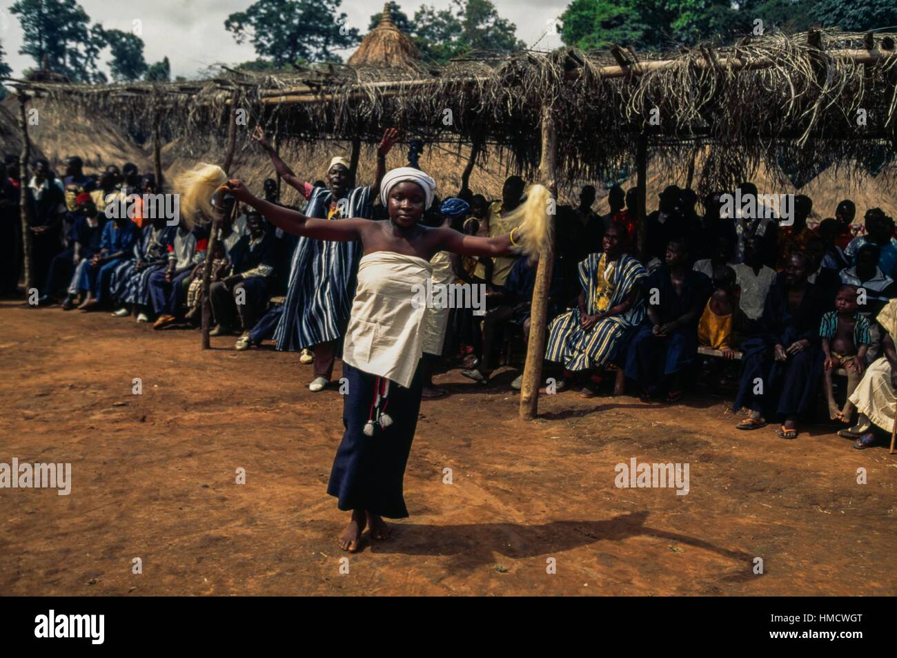A Yacouba woman performing a dance in the village of Silacoro, on the ...