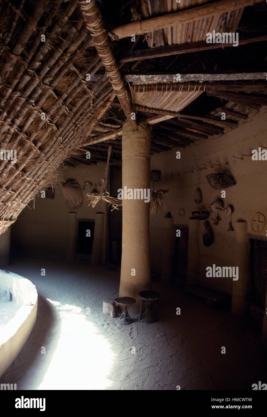 Impluvium house, typical Diola houses, Casamance, Senegal Stock Photo ...