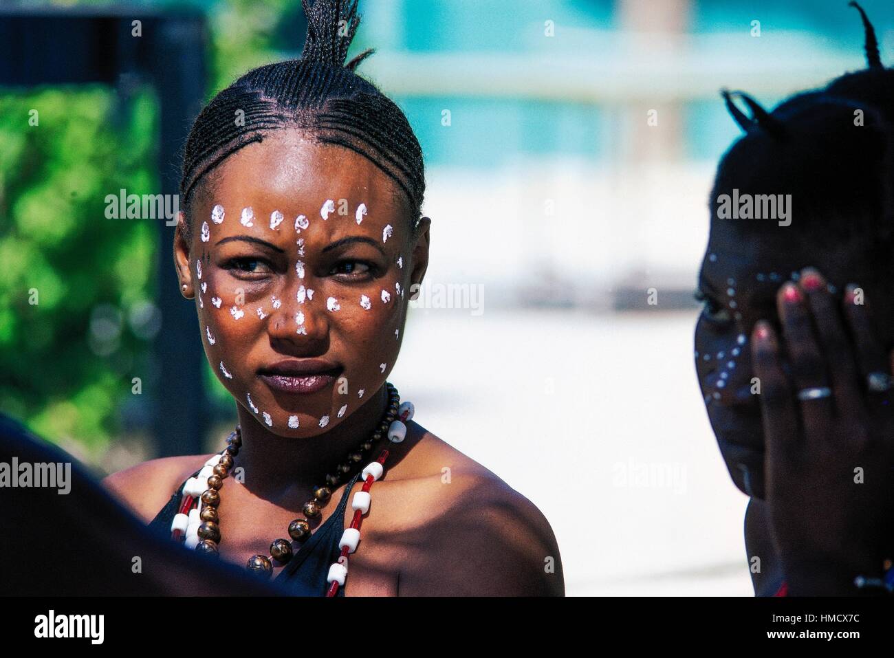 Wolof dancer with face paint, Senegal Stock Photo - Alamy