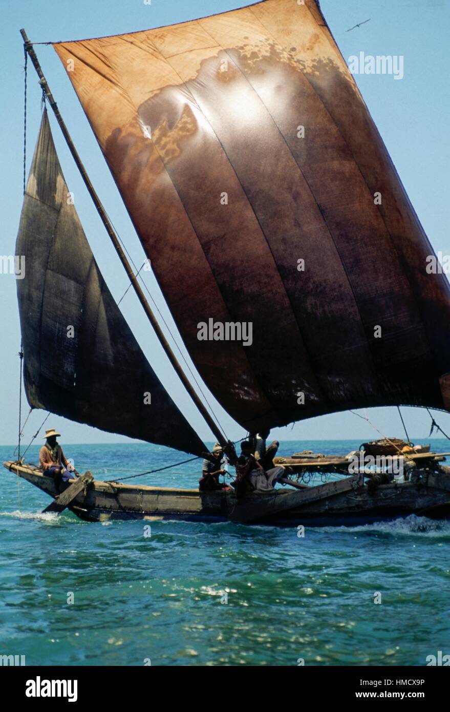 Oruva, traditional sailing boat used by fishermen, Negombo, Sri Lanka ...