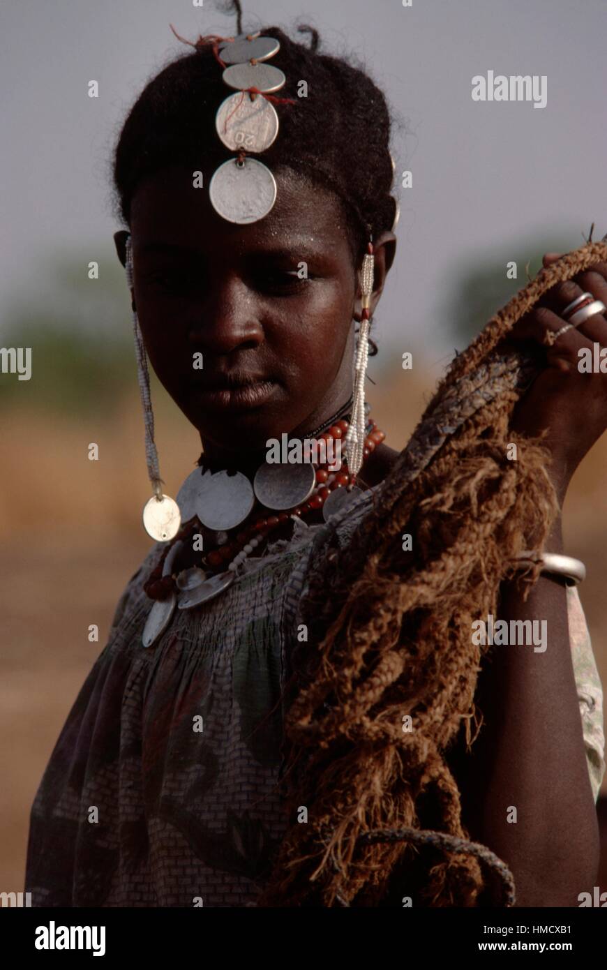 Fulani girl wearing tradtional decorations, Poura, Burkina Faso Stock ...