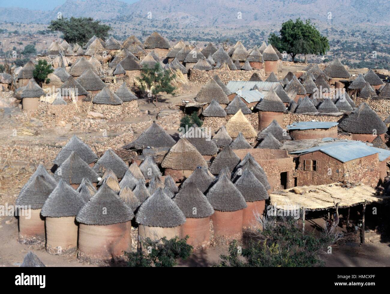 Houses with pointed thatched roofs, Podoko village, Oudjilla, Cameroon ...