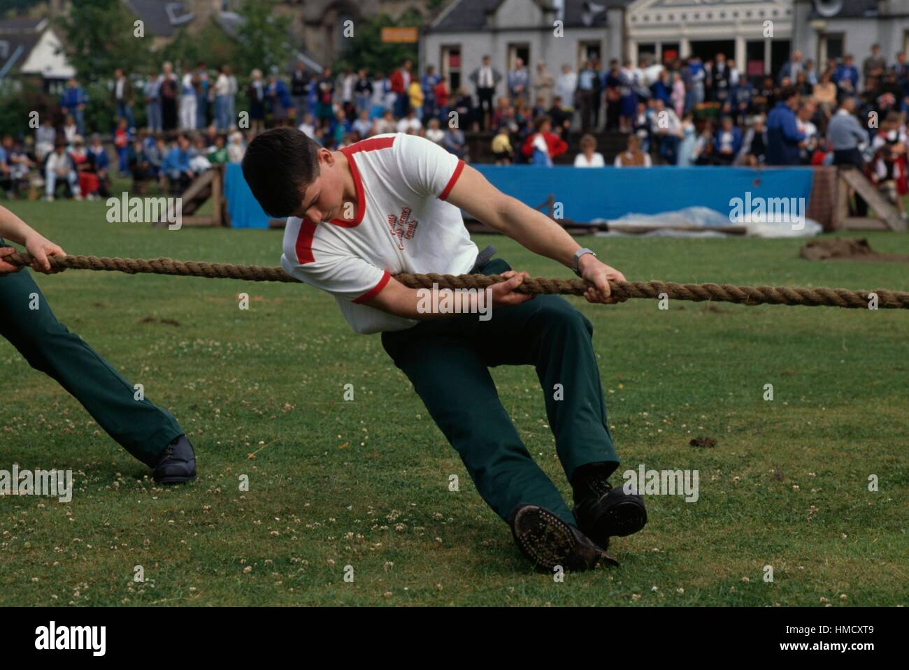 Tug of war, during the Highland games, Cowal Highland Gathering, Dunoon ...