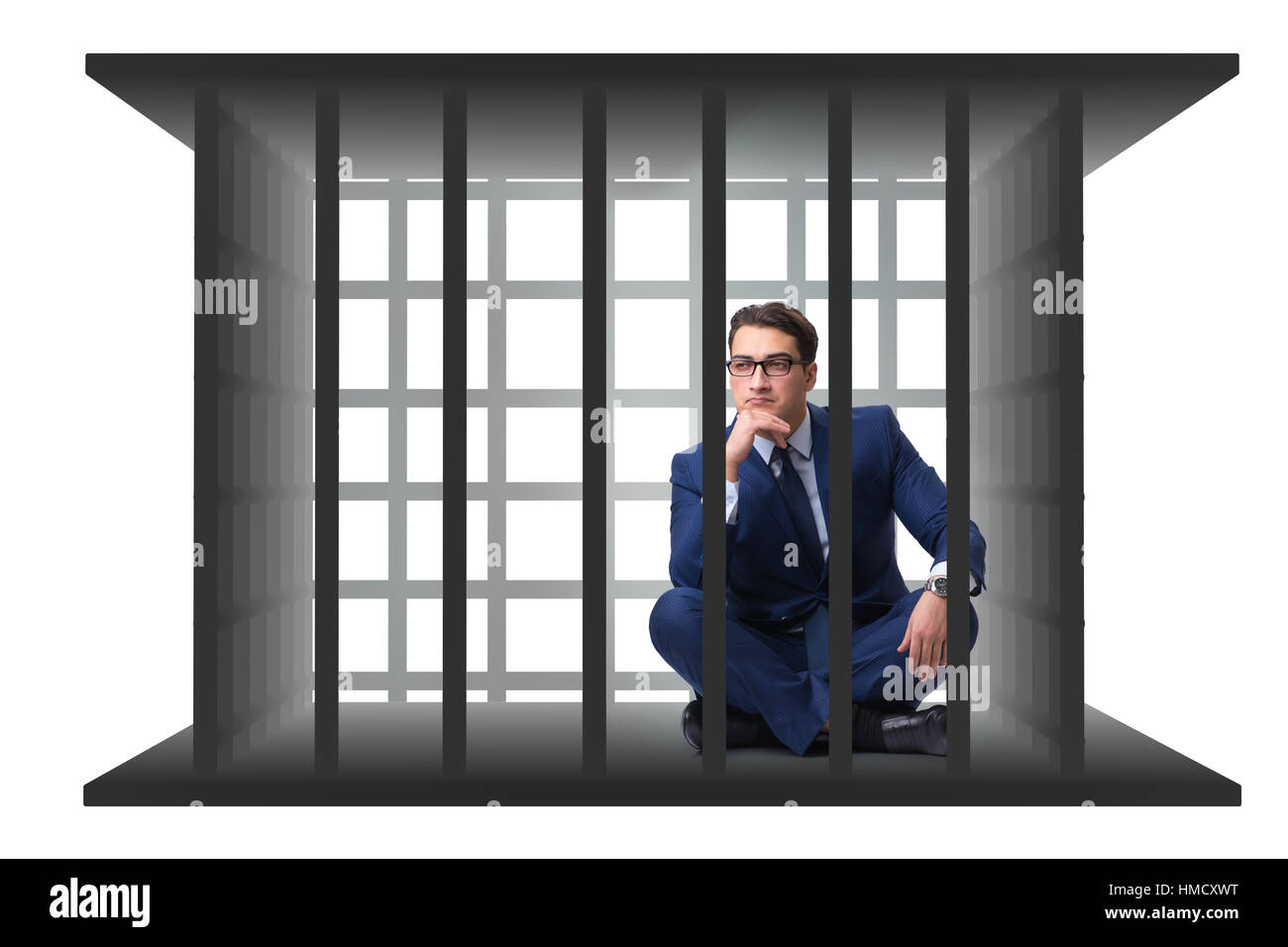 Man in custody cell Cut Out Stock Images & Pictures - Alamy