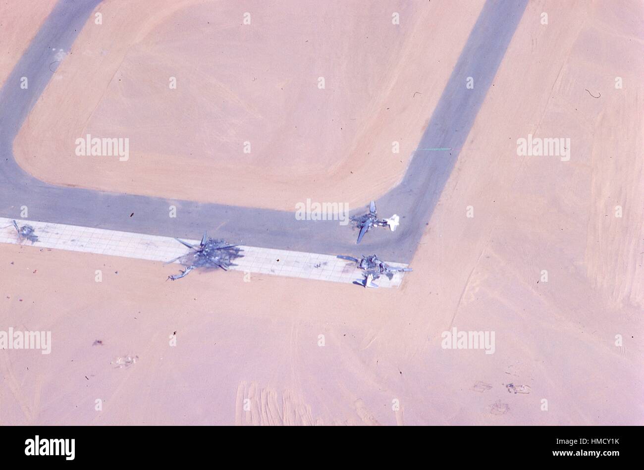 Aerial image of a portion of the Bir Gifgafa airfield runway with ...