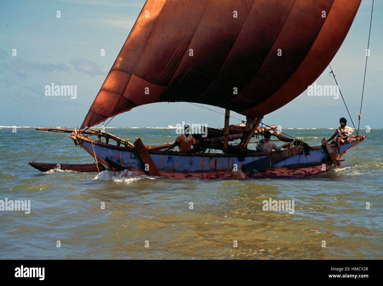 Oruva, traditional sailing boat used by fishermen, Negombo, Sri Lanka ...